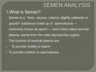 Semen examination | PPTX
