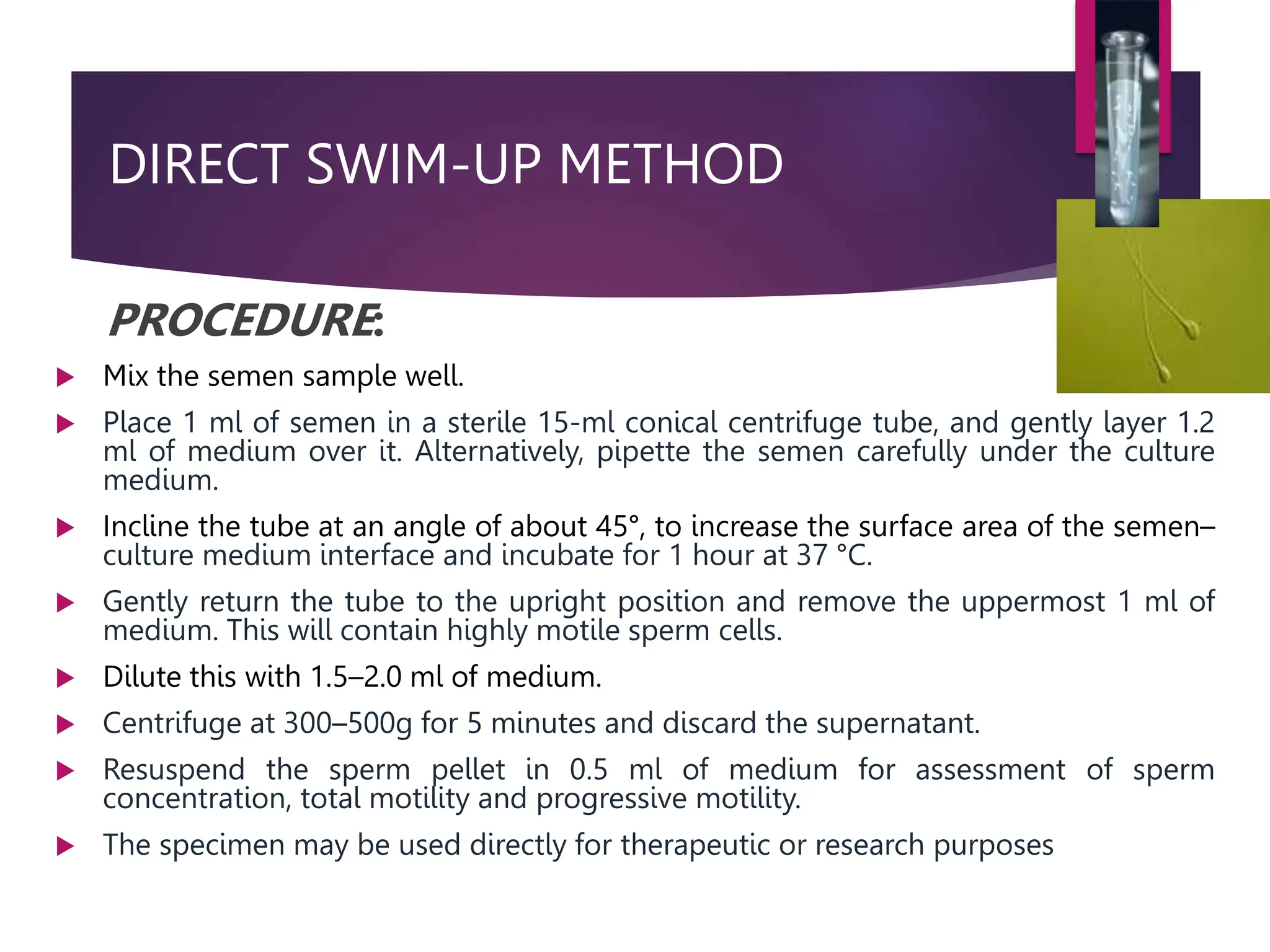 SEMEN PREPARATION TECHNIQUES FOR IVF IN EMBRYOLOGY | PPT