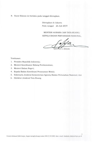 SE ATR/BPN Percepatan Investasi | PDF