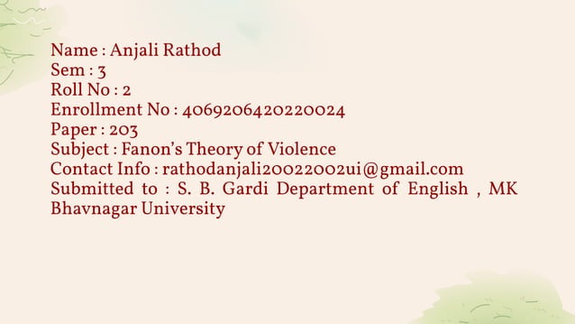 Fanon’s Theory of Violence | PDF