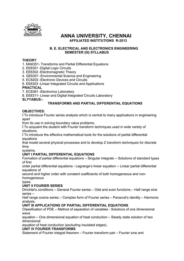 EEE Semester(3) Syllabus | PDF