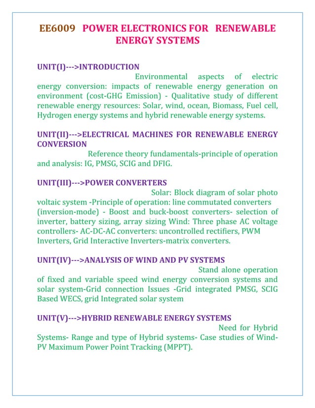 EEE Semester(8) Syllabus | PDF