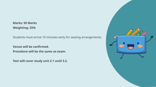 Semester test overview powerpoint presentation | PPTX