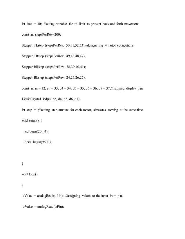 Arduino Light Tracking Code With 4 Stepper Motors Pdf