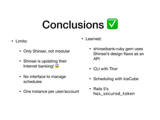 Semi-automated bank transfers with Rails and Shinsei | PDF | Programming Languages | Computing