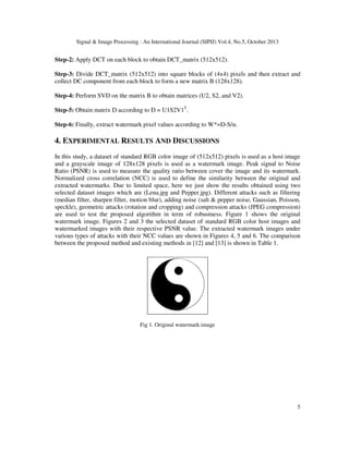 Semi blind rgb color image watermarking using dct and two level svd | PDF