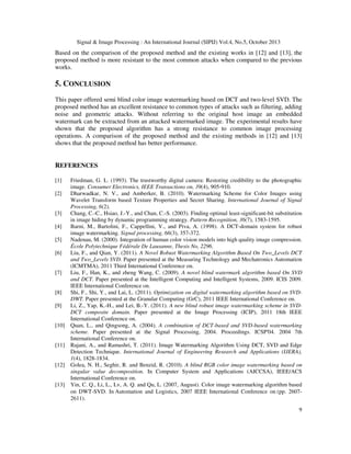 Semi blind rgb color image watermarking using dct and two level svd | PDF
