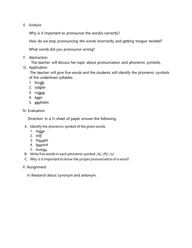 Semi detailed lesson plan in english(phonemes) | DOCX