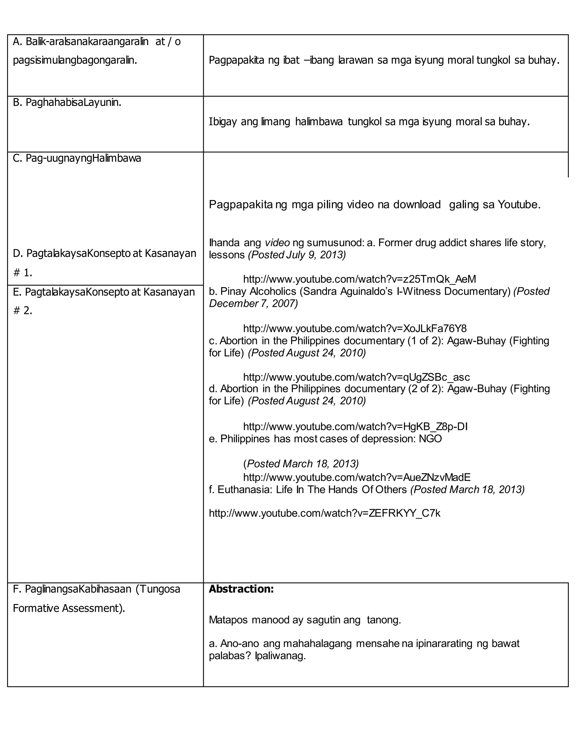 Semi detailed lp in esp.liezel 2 - 3 video | DOCX