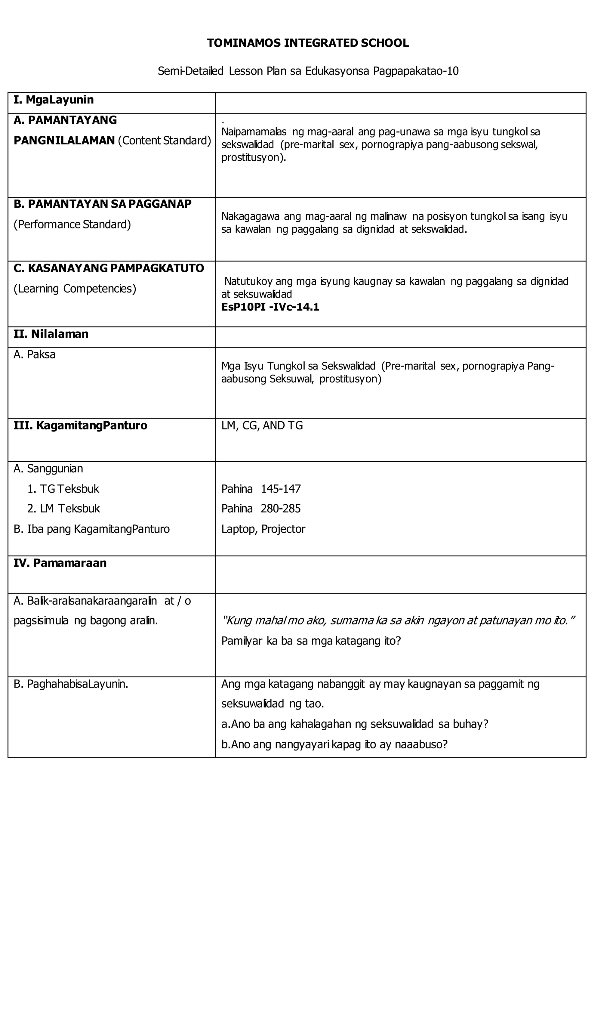 Semi detailed lp in esp.liezel 3 | DOCX