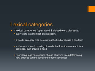 Semi lexical categories1 | PPTX | Programming Languages | Computing