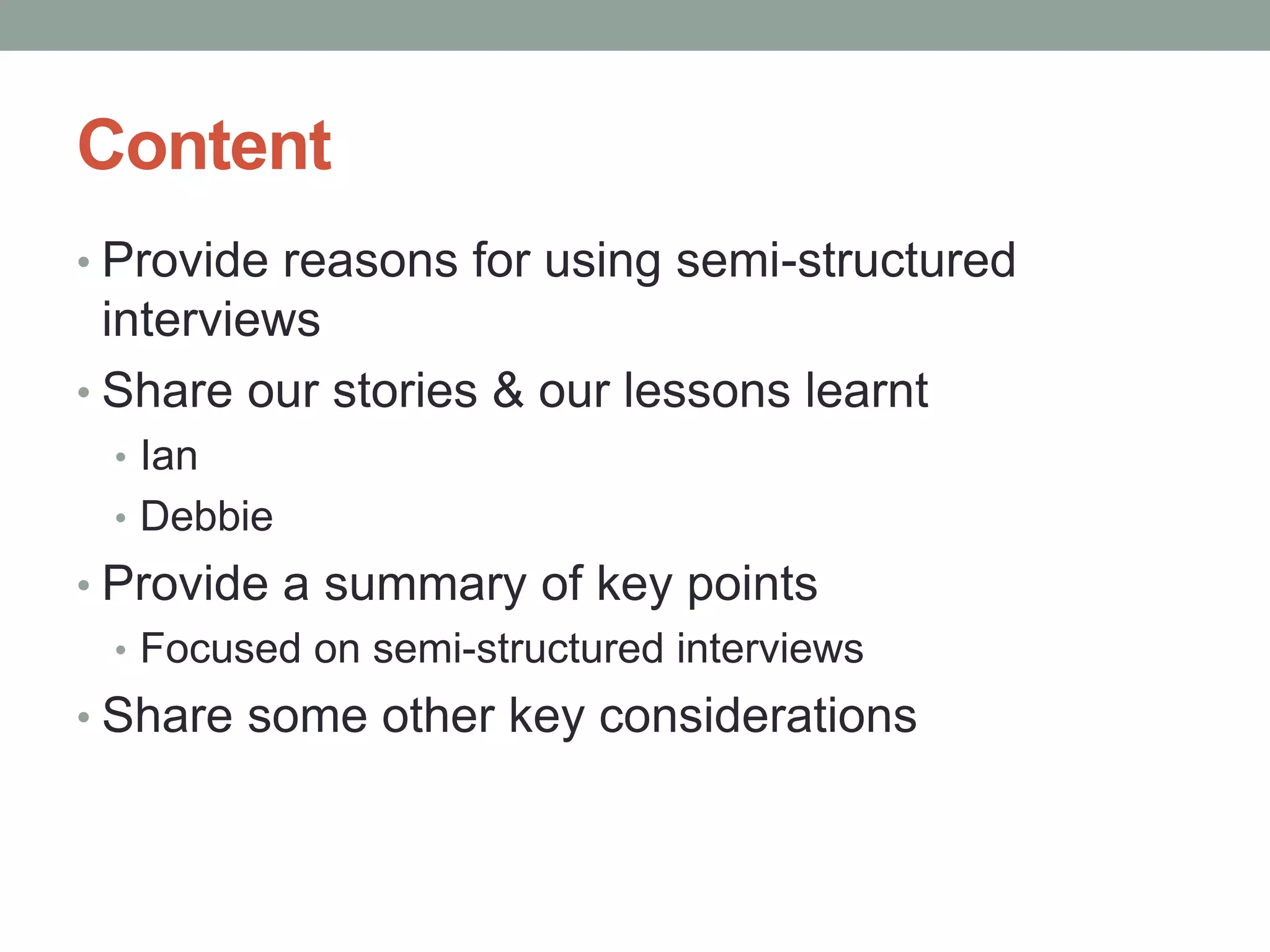 Semi structured interviews for education research | PPTX | Educational ...