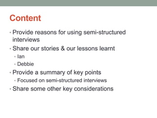 Semi structured interviews for education research | PPTX | Educational ...