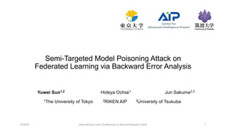 Semi-Targeted Model Poisoning Attack on Federated Learning via Backward ...