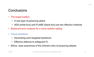 Semi-Targeted Model Poisoning Attack on Federated Learning via Backward Error Analysis | PPT
