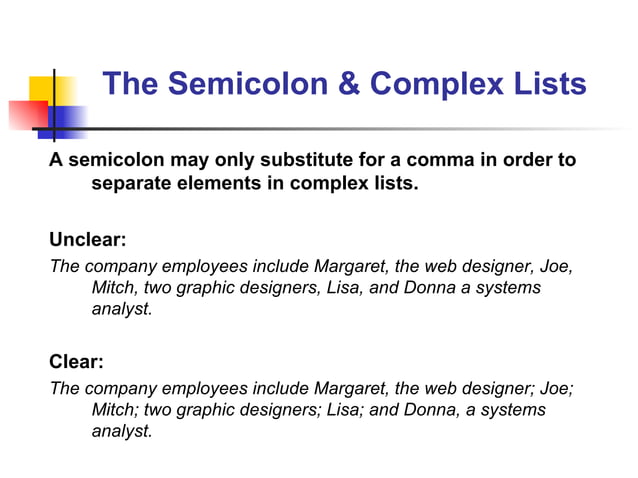 Punctuation Basics: The Semicolon | PPT