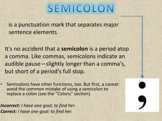 Rules for Semicolon by Jaime Espinosa | PPT | Free Download