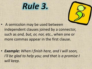 Rules for Semicolon by Jaime Espinosa | PPT | Free Download