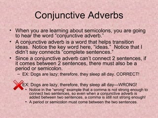 Semicolon Cautions | PPT