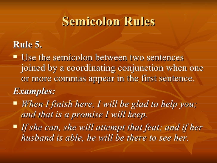 Semicolon rules