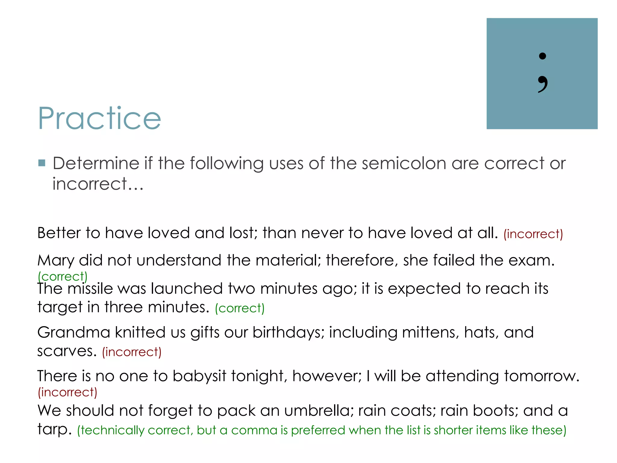 Semicolons | PPTX