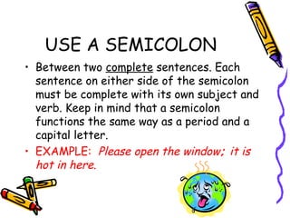 Semicolons And Colons Uwf | PPT
