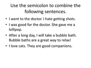 Semicolons and Compound sentences | PPT