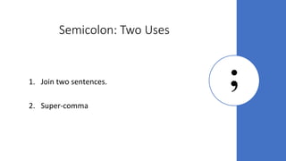 Semicolons, commas, and colons | PPTX | Television | Entertainment