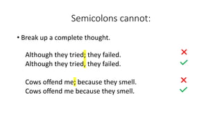 Semicolons, commas, and colons | PPTX