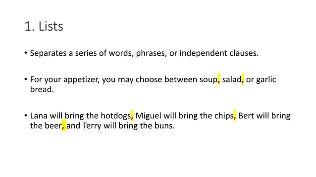 Semicolons, commas, and colons | PPTX | Television | Entertainment