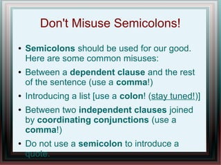 Semicolons online | ODP