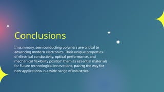 Semiconducting Polymers and its various uses | PPT