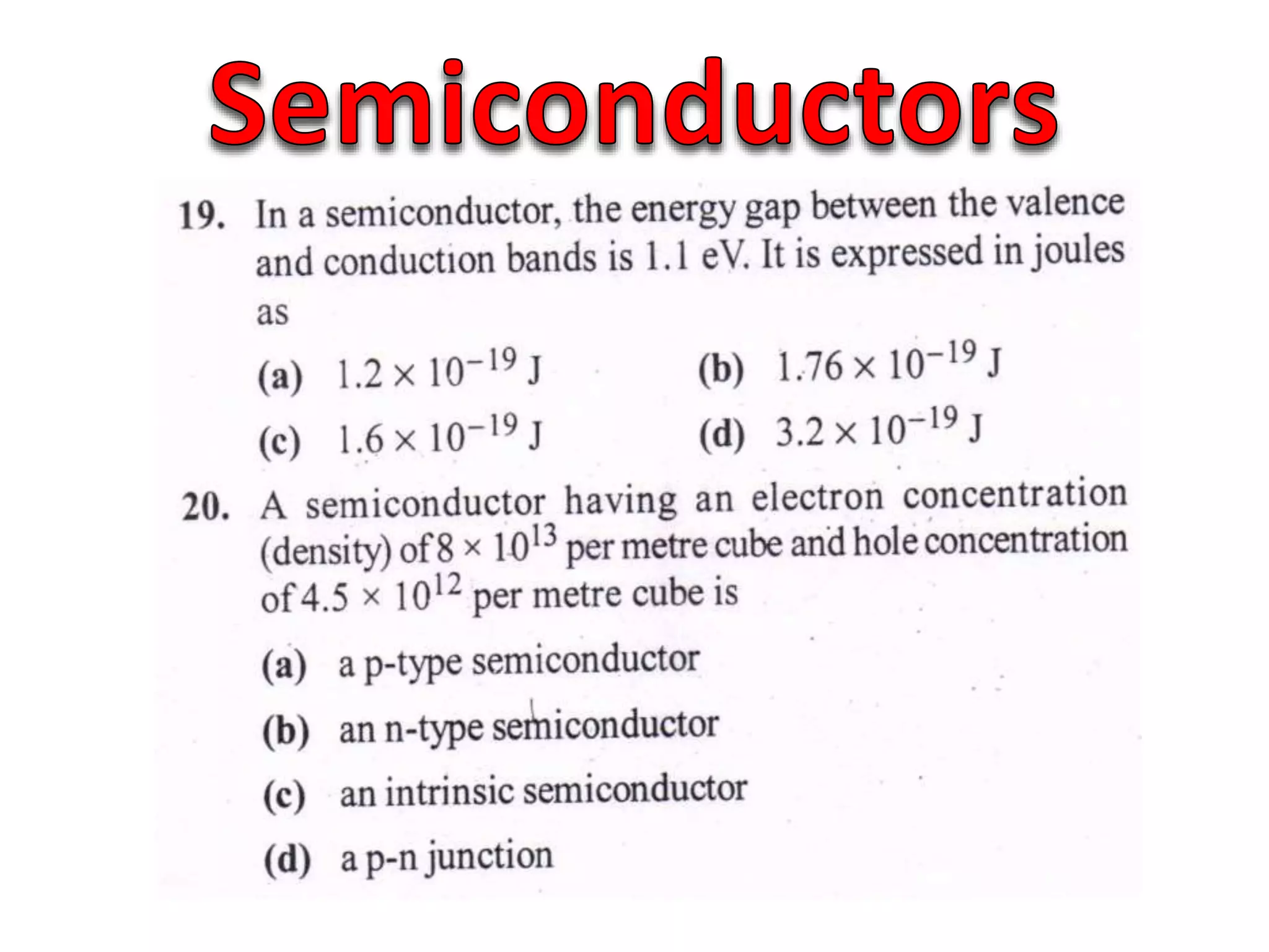 Semiconductor Multiple choice question | PPTX