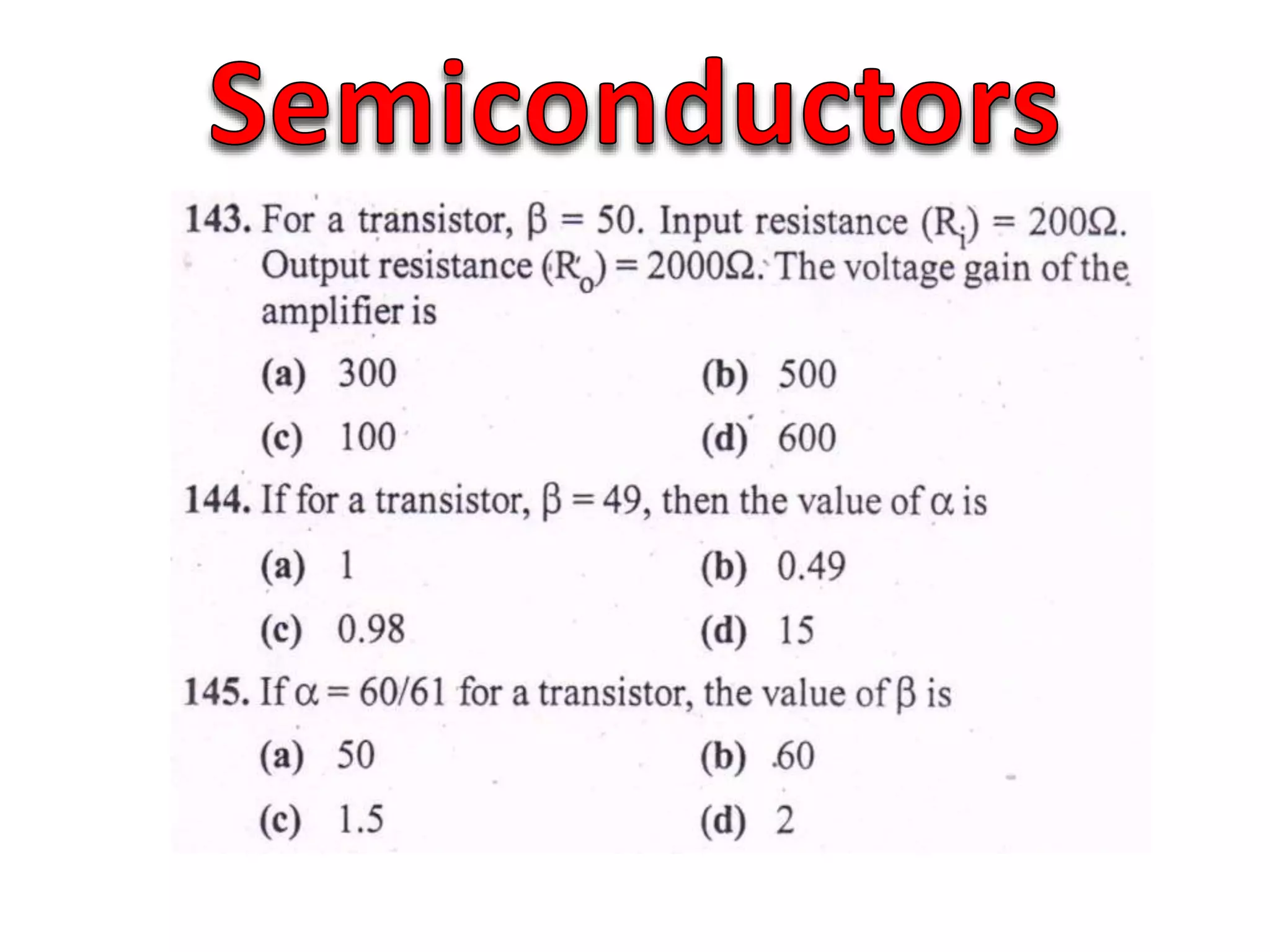 Semiconductor Multiple choice question | PPTX