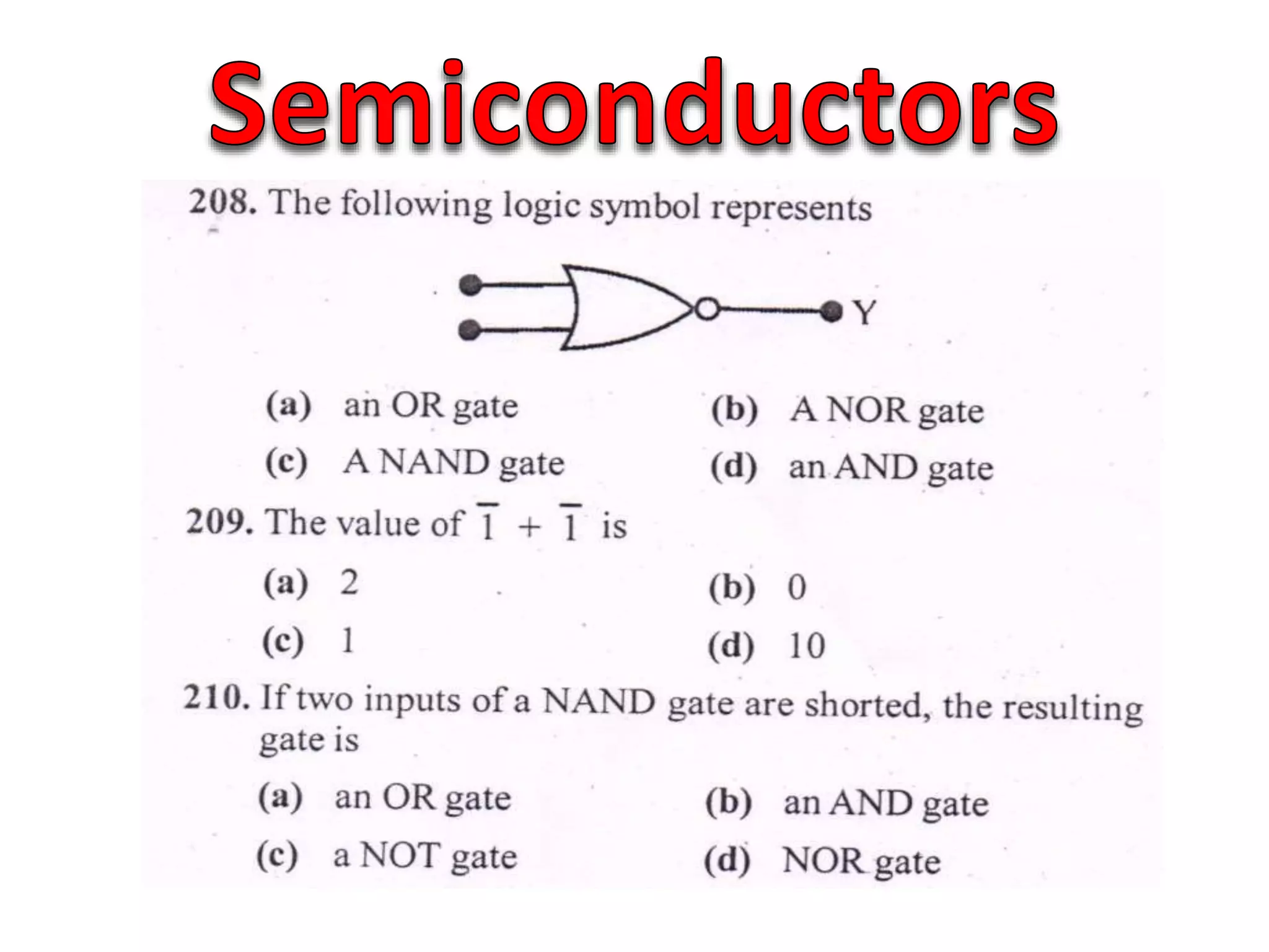 Semiconductor Multiple choice question | PPTX