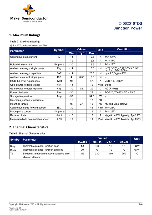 Semiconductor Datasheet Template | PDF