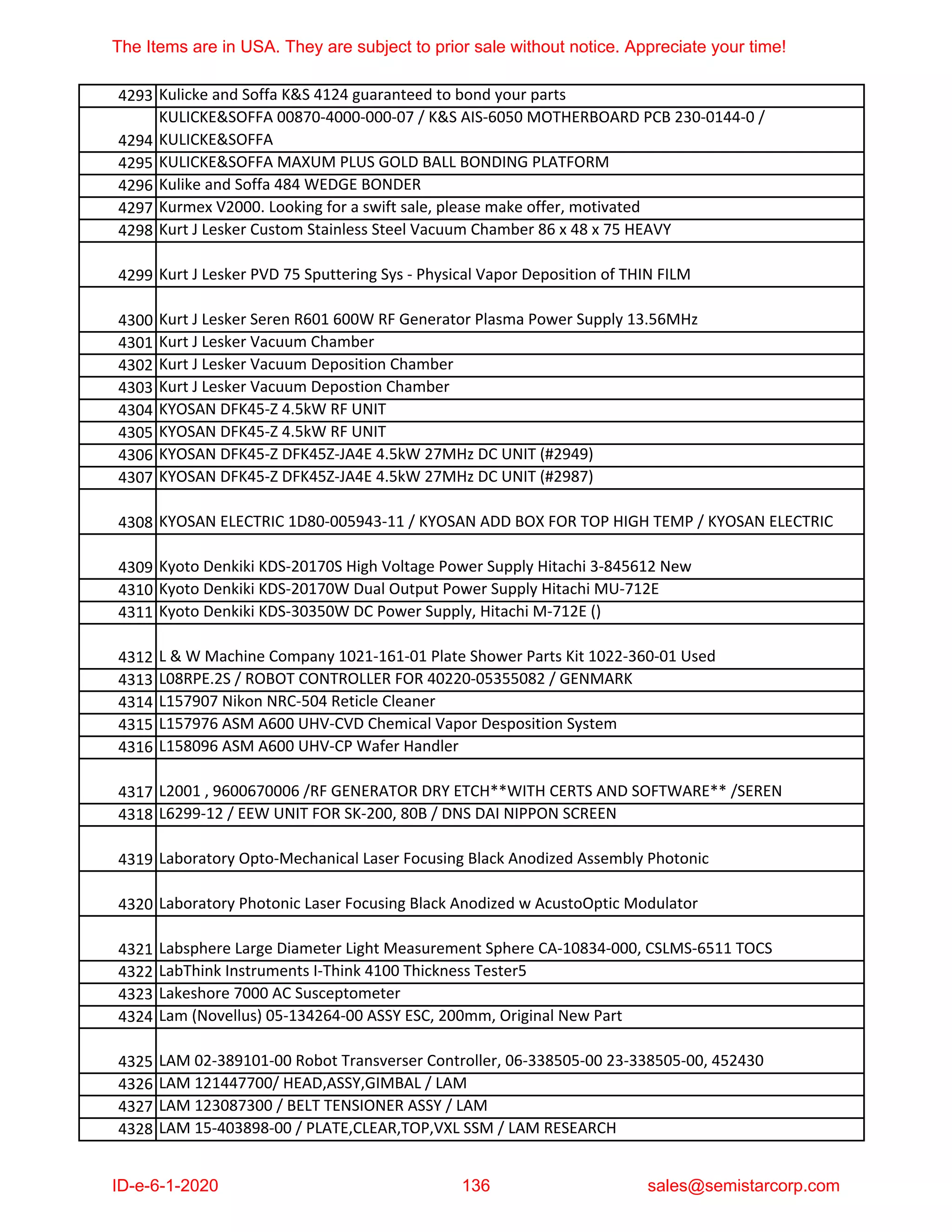 Semiconductor Equipment and Spare Parts 5 | PDF