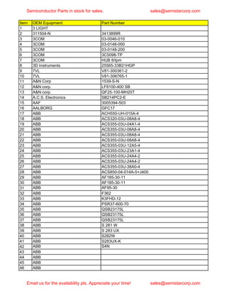 Semiconductor equipment parts in stock march 2020 part1 | PDF