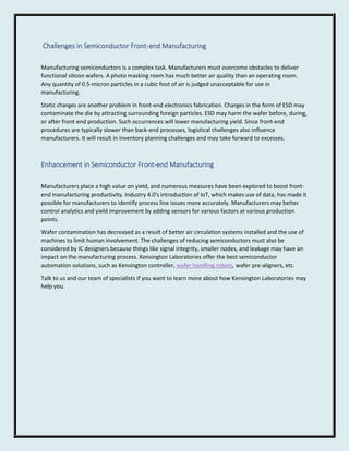 Semiconductor Front End Manufacturing | PDF