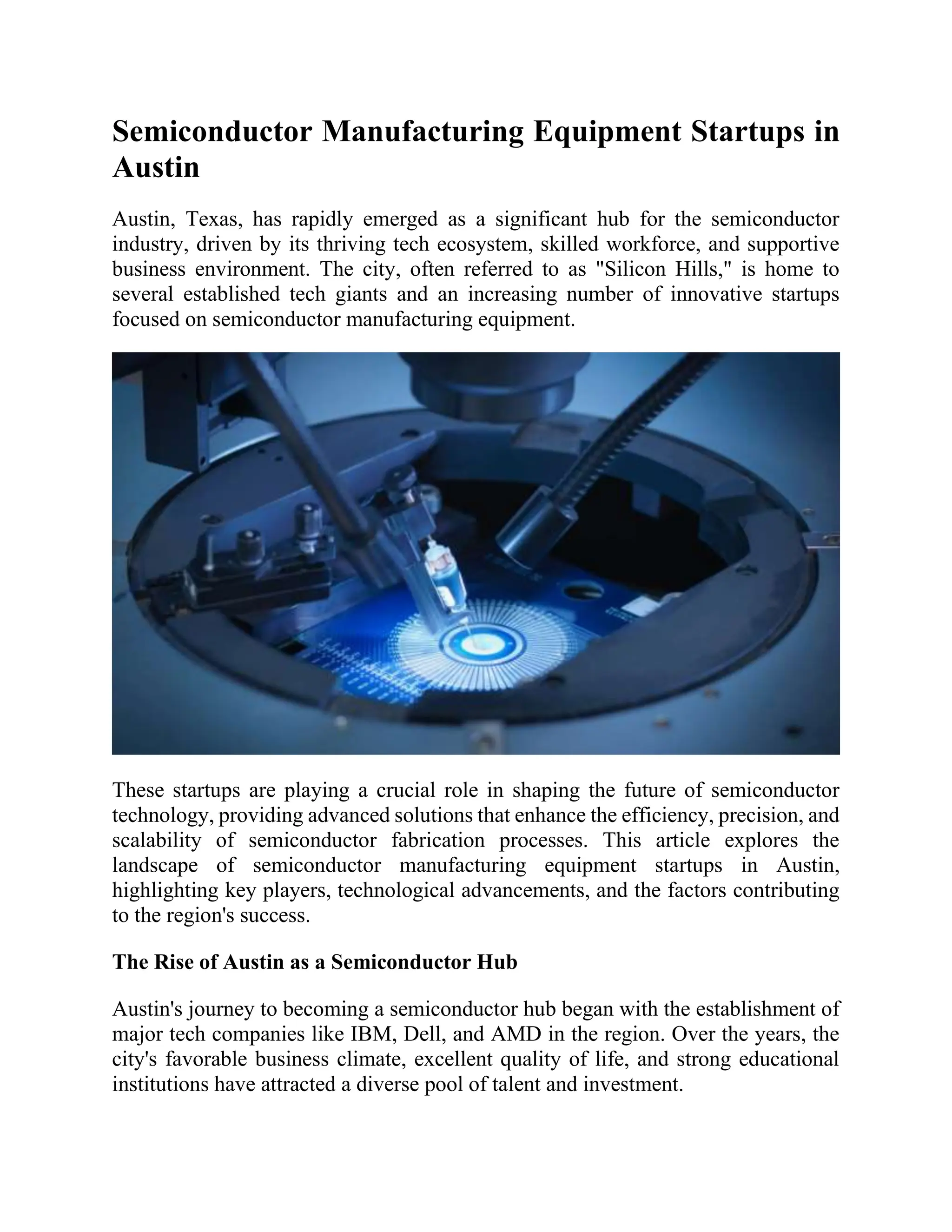 Semiconductor Manufacturing Equipment Startups in Austin | PDF