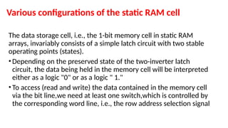 Semi conductor Memories in VLSI design and testing | PPTX