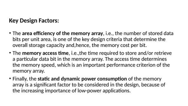 Semi conductor Memories in VLSI design and testing | PPTX
