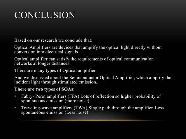 Semiconductor Optical Amplifier Soa Pptx Computer Networking Computing