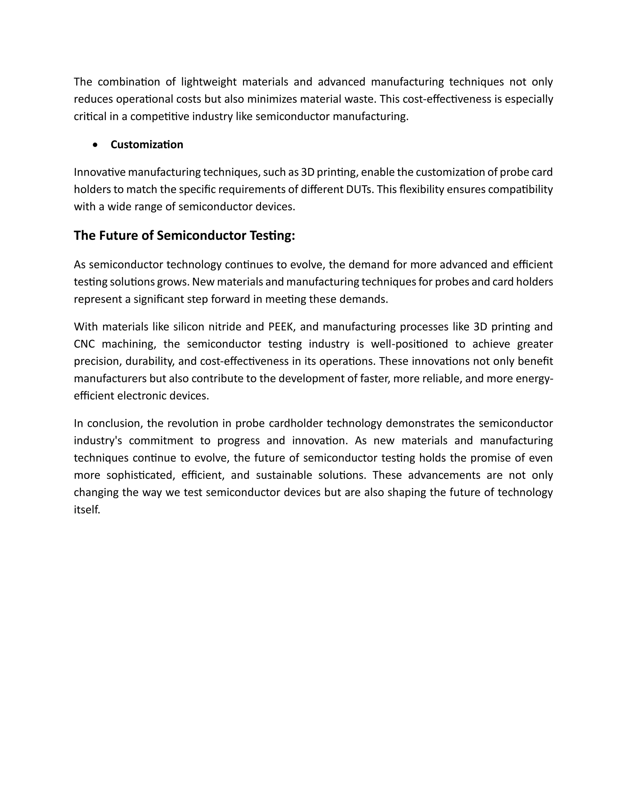 Semiconductor Testing New Materials and Manufacturing Techniques for ...