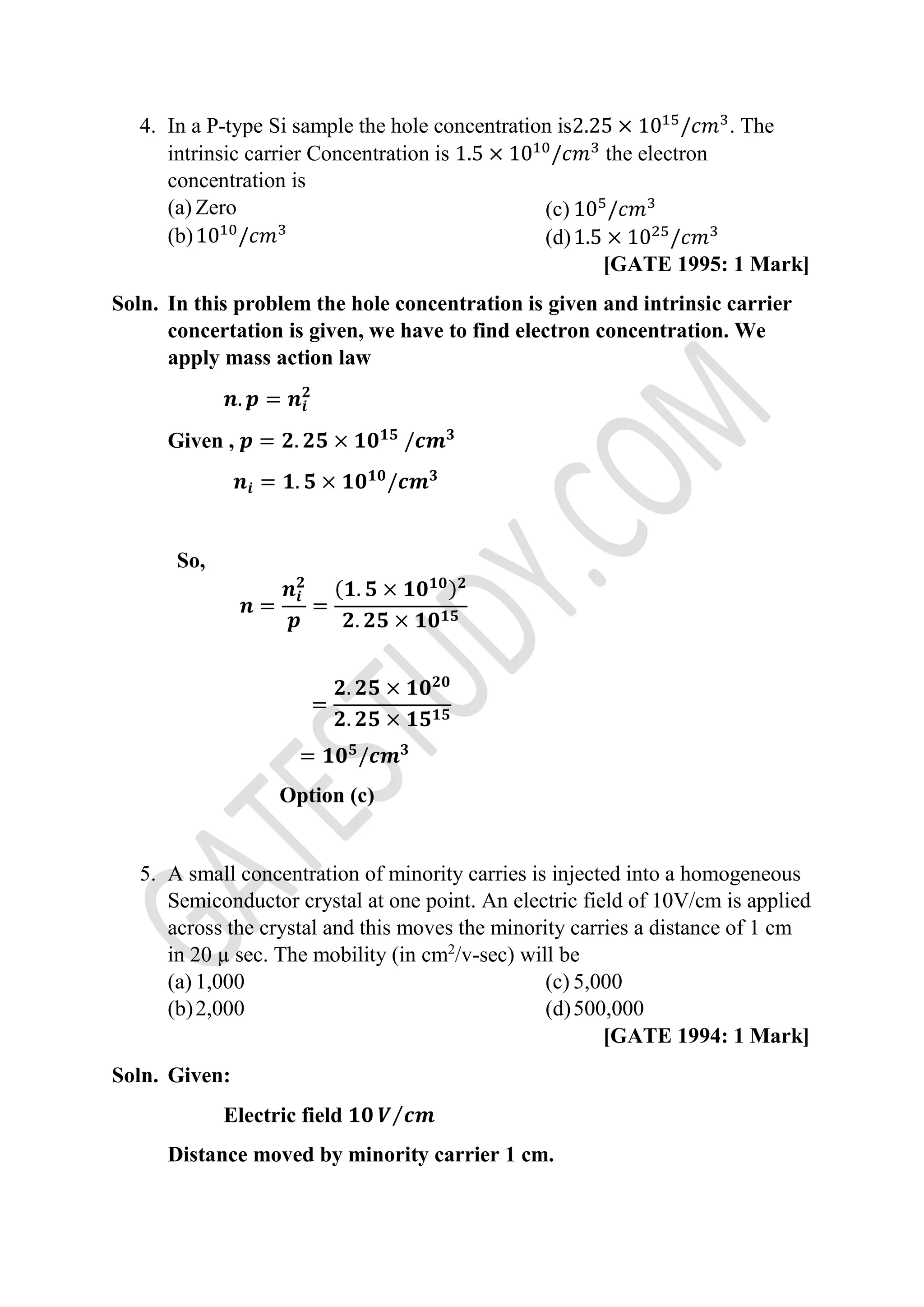 Semicondutcto physics-gate-problems | PDF