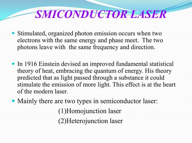Semicondutor laser | PPTX | Chemistry | Science