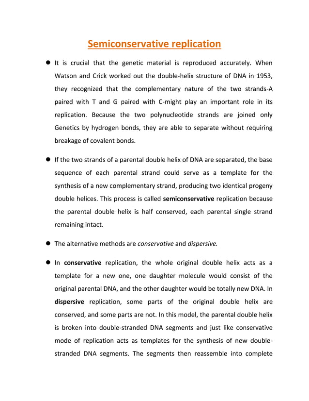 Semiconservative replication | PDF
