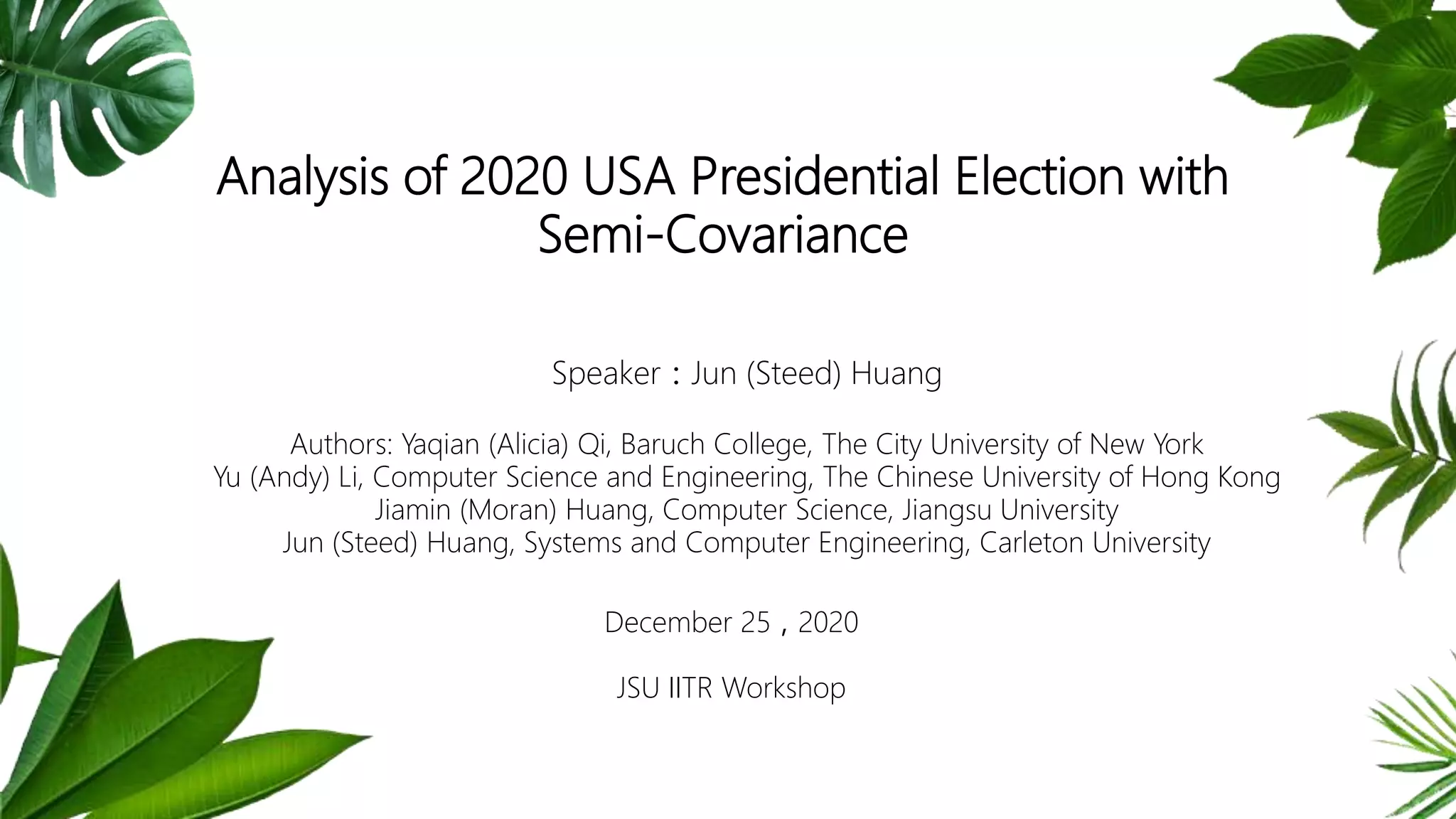 Analysis of 2020 USA Presidential Election | PPT