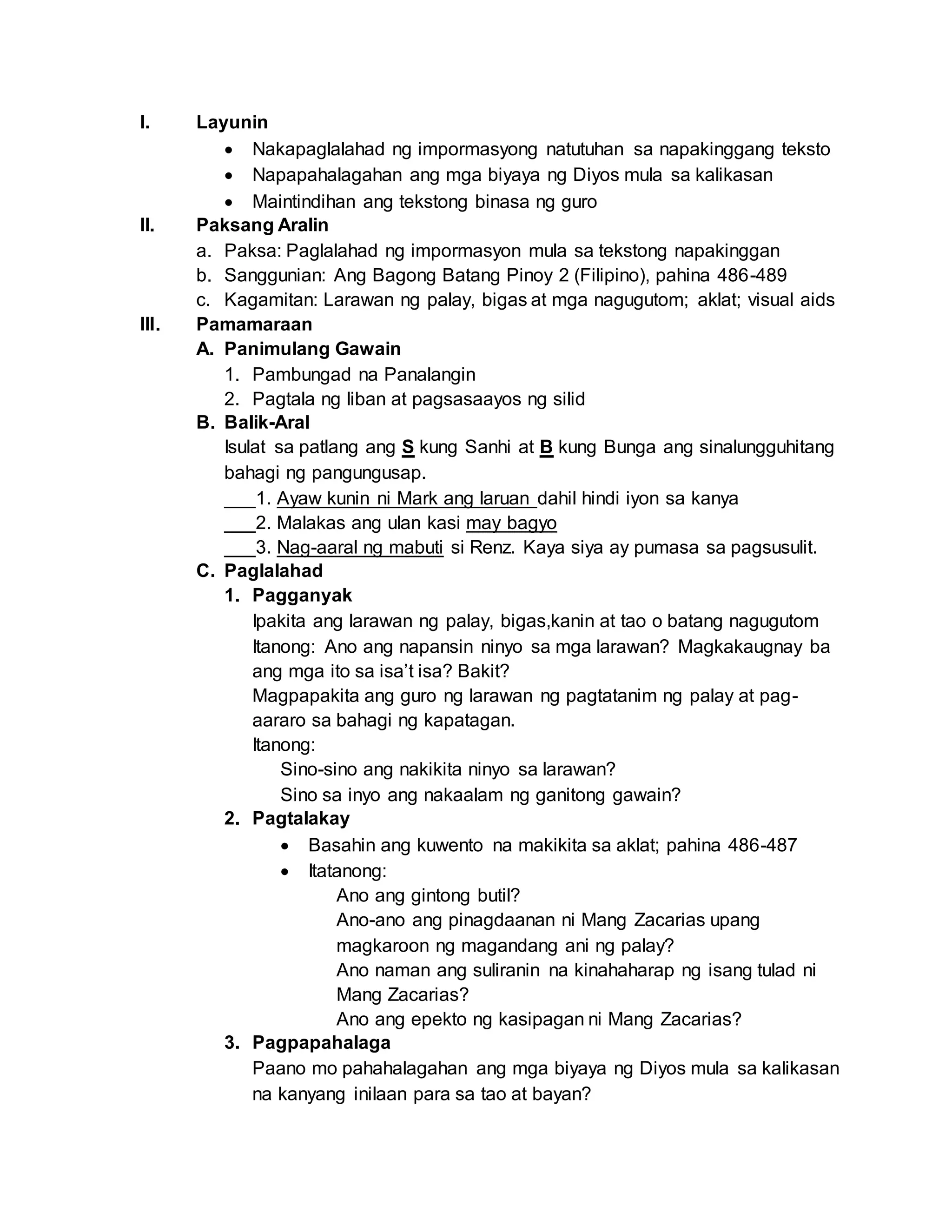 Semi detailed lesson plan | DOCX