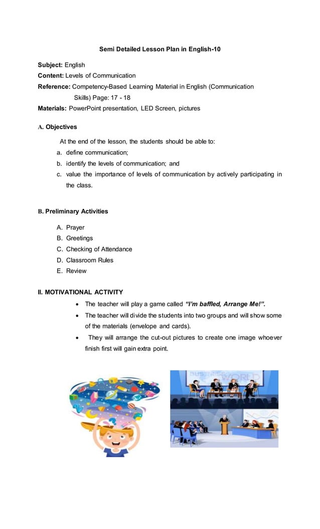 Semi Detailed Lesson Plan in English 1.docx | Educational Assessment | Education